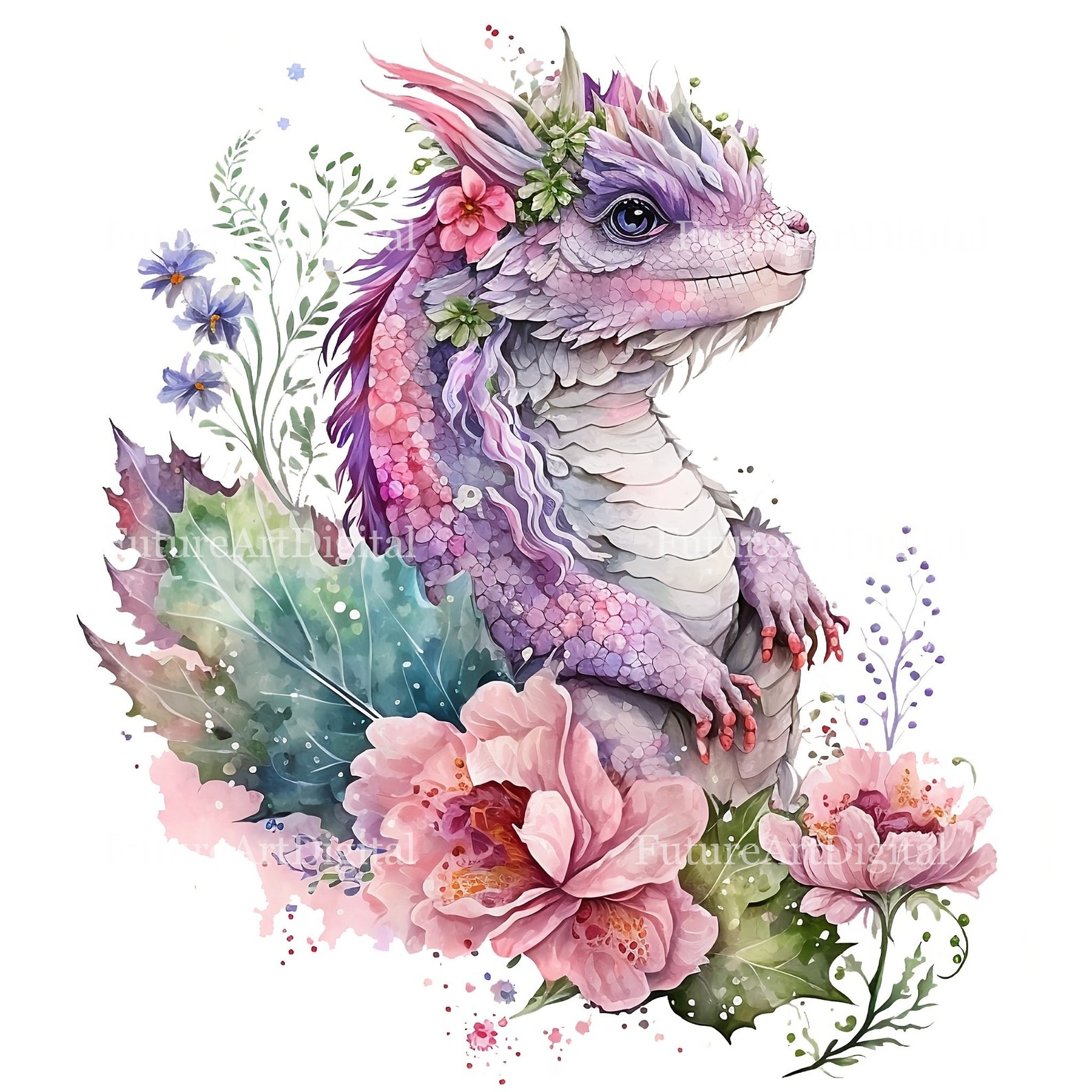Watercolor Pink Baby Dragon Sublimation PNG Baby Dragon - Etsy