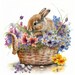 Watercolor Easter Bunny Sublimation PNG, Easter Bunny Baby in a Basket ...