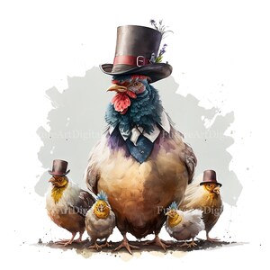 Watercolor Chicken Family Sublimation PNG, Chicken Family Digital ...