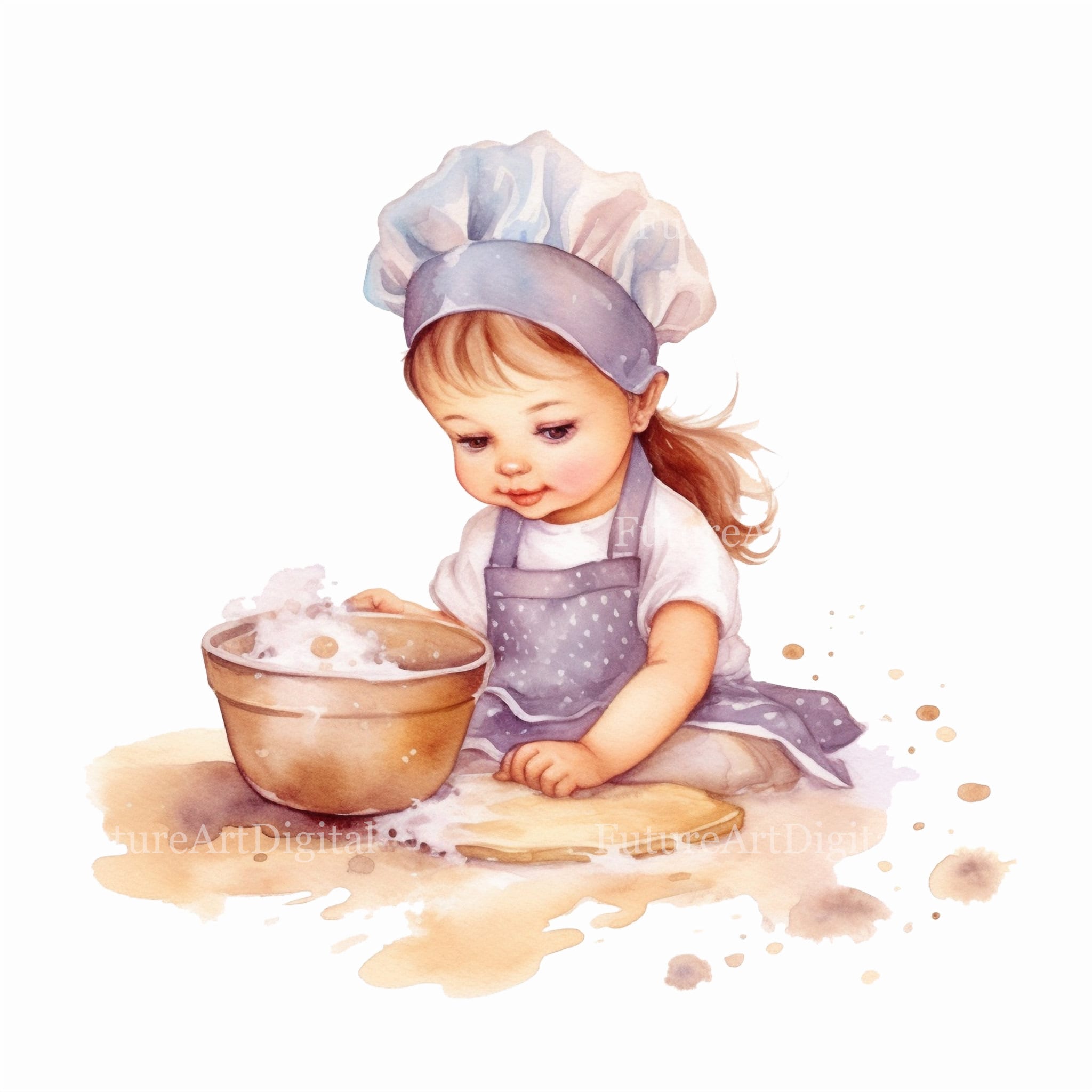 Little Girl Baking Clipart