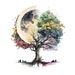Watercolor Tree of Life With the Moon PNG, Tree of Life Sublimation ...