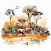 Watercolor Savannah Wildlife Digital Clipart, Safari Animals ...