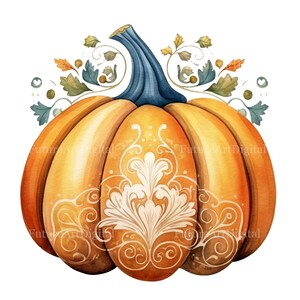 Watercolor Boho Pumpkin Digital Clipart, Set of 10 Boho Pumpkin ...