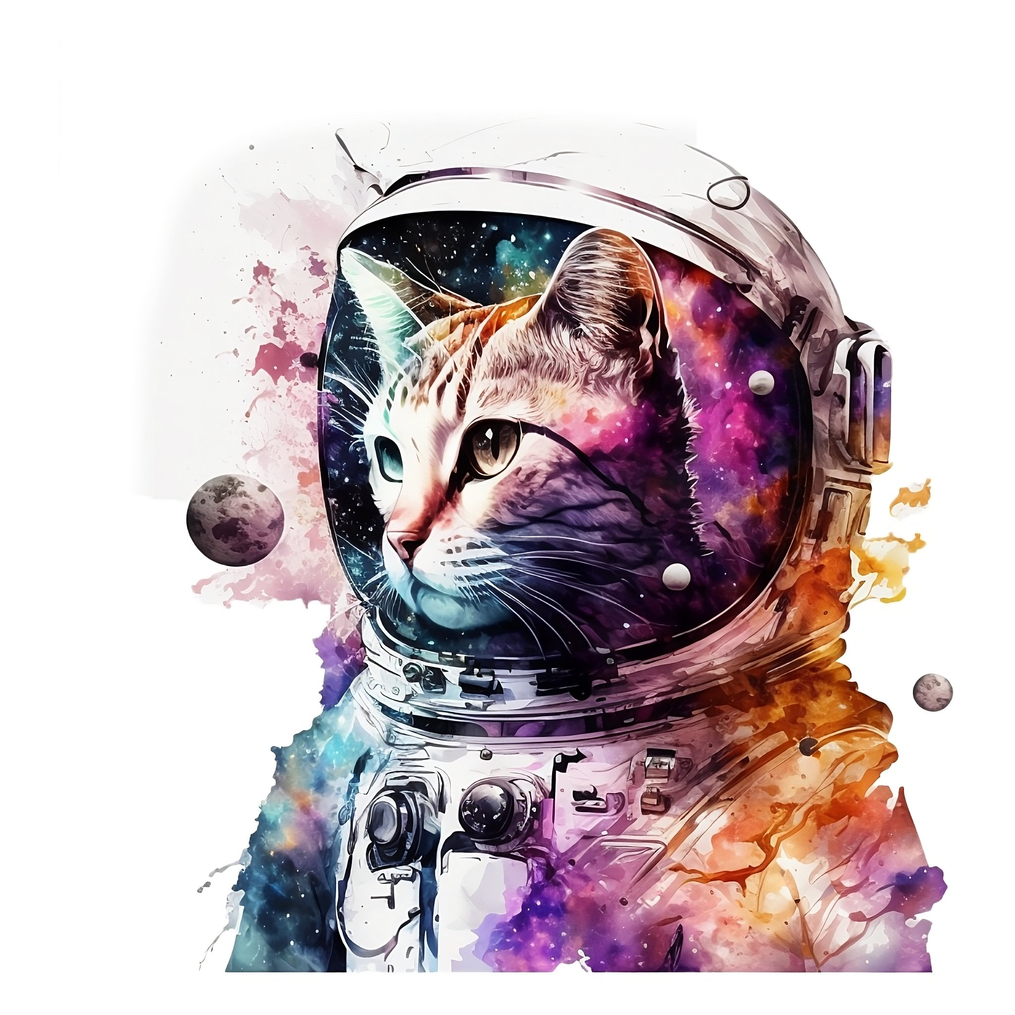 Watercolor Space Cat PNG, Printable Astronaut Cat Art, Space Cat ...