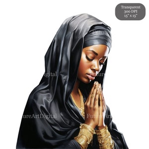 12 Watercolor Black Virgin Mary Digital Clipart, African American ...