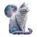 Watercolor Celestial Moon Cat PNG, Moon Cat Digital Clipart, Cat ...