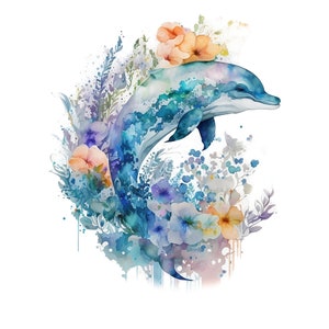 Watercolor Dolphin Digital Clipart, Dolphin Sublimation PNG, Dolphin ...