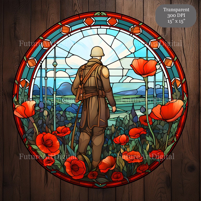23 Remembrance Day Stained Glass PNG, Poppy Day Art, Lest We Forget ...