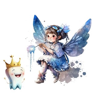 Watercolor Tooth Fairy Sublimation PNG, Tooth Fairy Digital Clipart ...