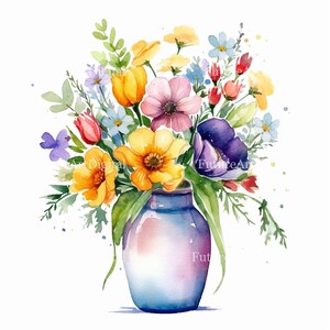 Watercolor Spring Flower Bouquet Sublimation PNG, Flower Bouquet ...
