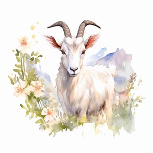 Watercolor Goat Digital Clipart, Goat Sublimation PNG, Goat Printable ...
