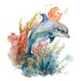 Watercolor Dolphin Sublimation PNG, Dolphin Printable Wall Art, Dolphin ...