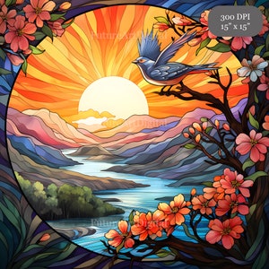 Stained Glass Seasons Clipart Bundle, 4 Seasons Tumble Wrap PNG, Winter ...