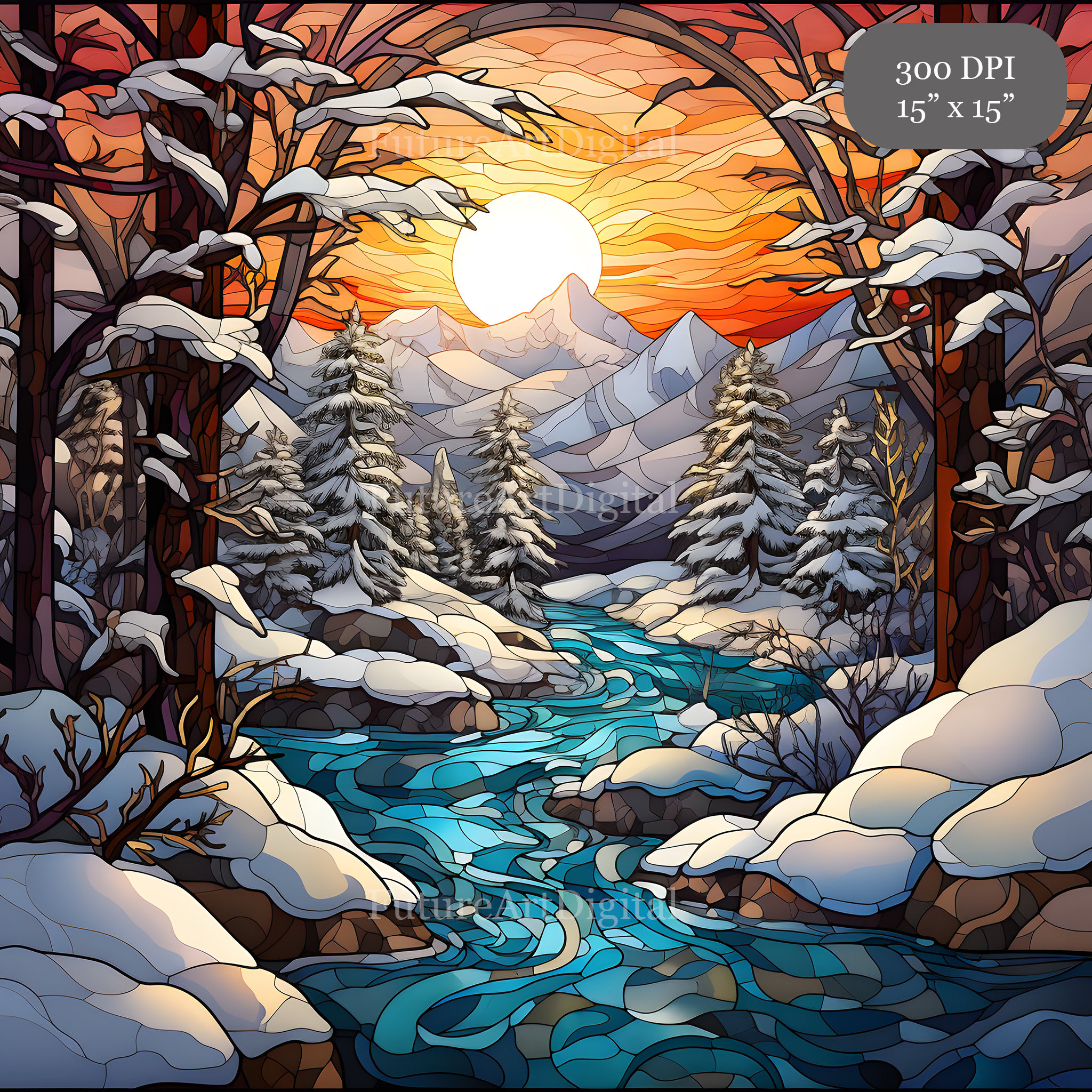 Stained Glass Seasons Clipart Bundle, 4 Seasons Tumble Wrap PNG, Winter ...