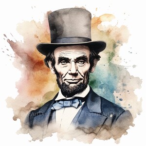 Watercolor Abraham Lincoln Digital Clipart, Abe Lincoln Sublimation PNG ...