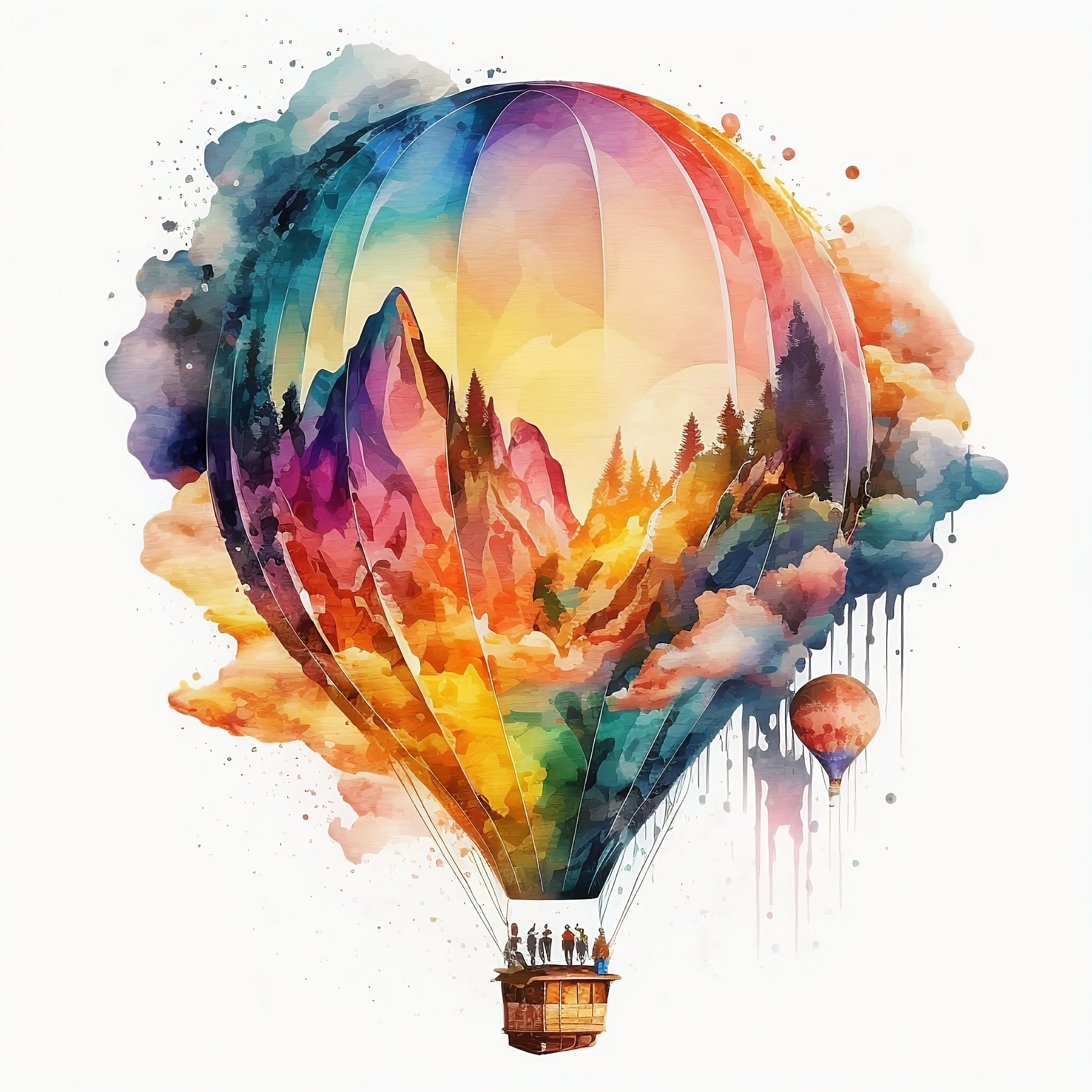 Hot Air Balloon Painting Watercolor