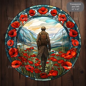 23 Remembrance Day Stained Glass PNG, Poppy Day Art, Lest We Forget ...