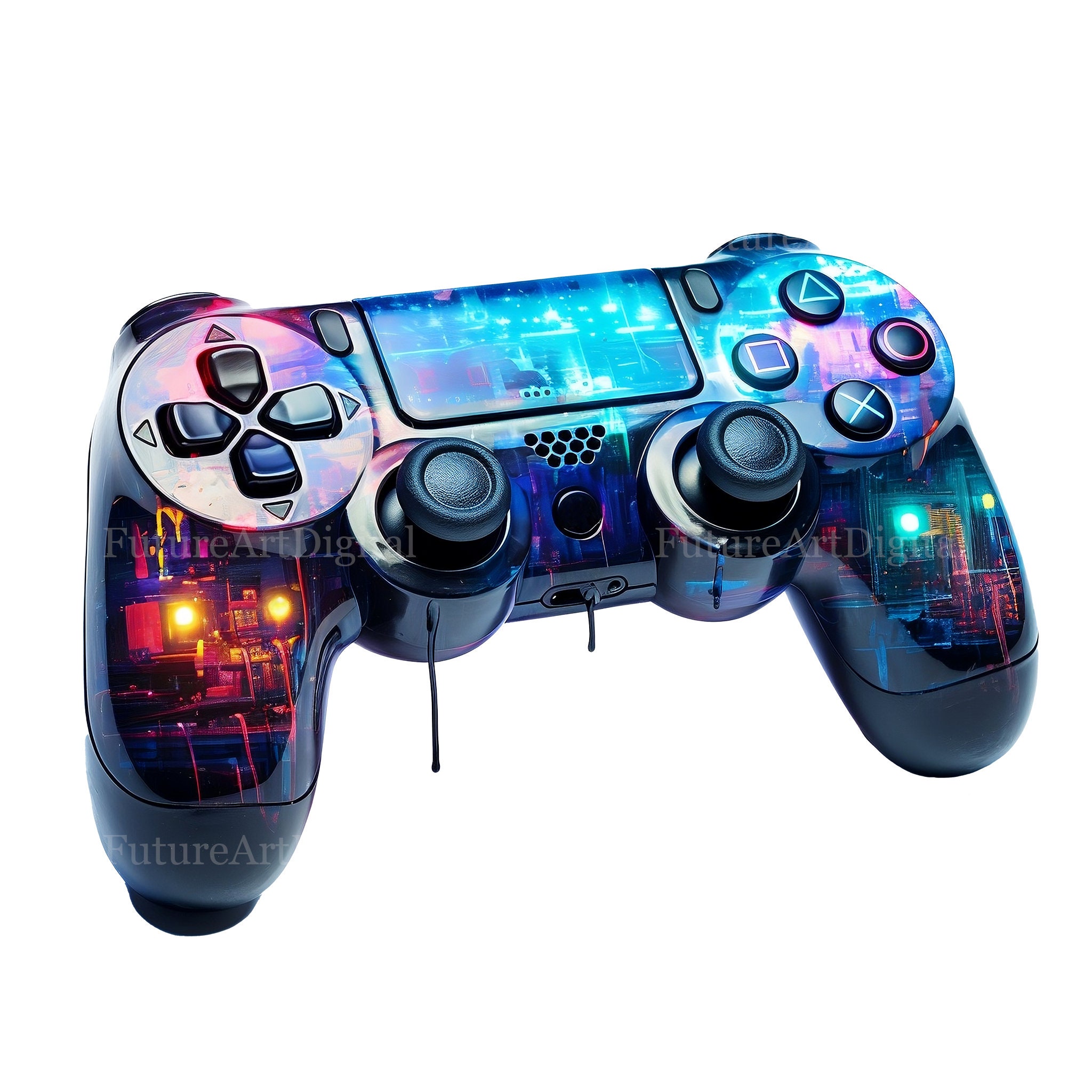 Set of 12 Cyberpunk Gaming Controller Digital Clipart, Ps Controller ...