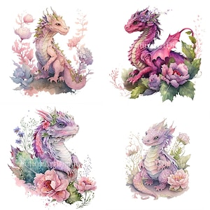 Watercolor Pink Baby Dragon Sublimation PNG, Baby Dragon Digital ...