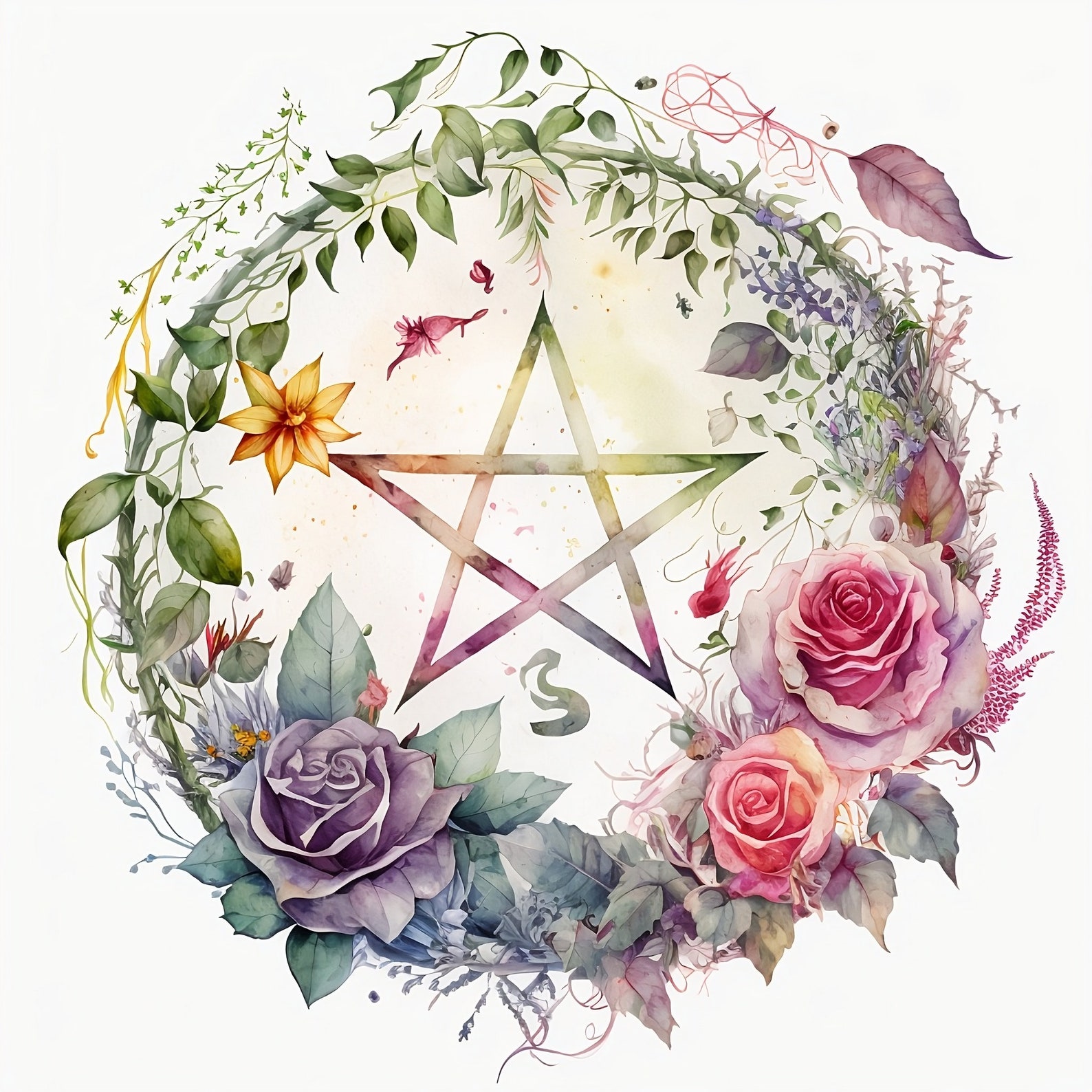 Watercolor Pentagram PNG, Pentagram Digital Clipart, Pentagram ...