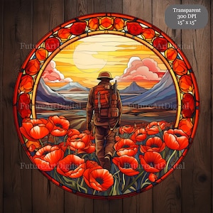 23 Remembrance Day Stained Glass PNG, Poppy Day Art, Lest We Forget ...