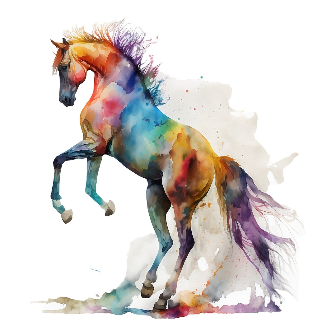 Watercolor Horse Digital Clipart, Printable Horse PNG, Horse Wall Art ...