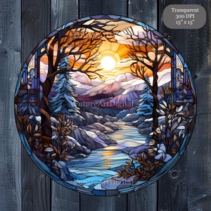 24 Stained Glass Winter Clipart, Snow Stained Glass Bundle, Winter ...