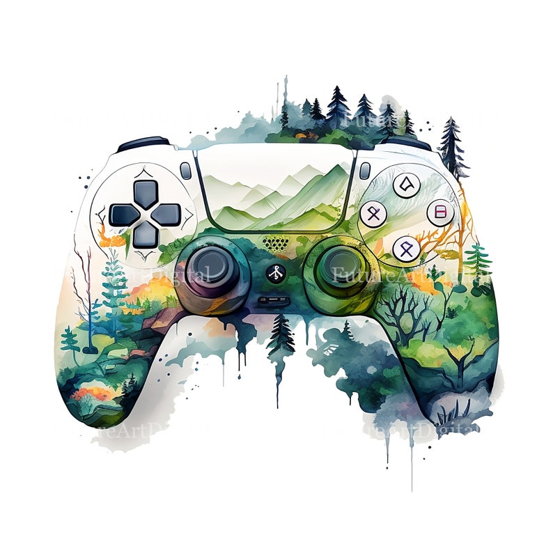 Watercolor Gaming Controller Sublimation Wall Art Ps - Etsy