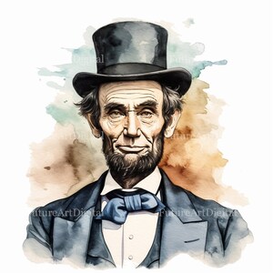 Watercolor Abraham Lincoln Digital Clipart, Abe Lincoln Sublimation PNG ...