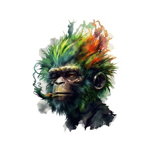 Watercolor Weed Monkey PNG, Marijuana Monkey Digital Clipart, Cannabis ...