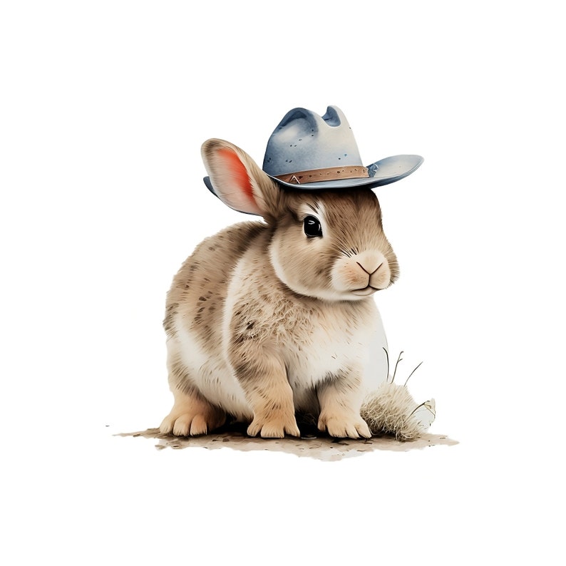 Watercolor Baby Bunny in a Hat PNG Easter Bunny in a Hat - Etsy