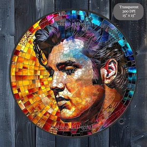 12 Stained Glass Elvis Presley Digital Clipart, Elvis Coaster ...