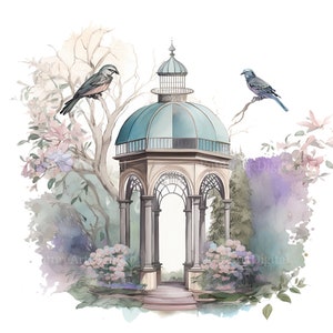 Watercolor Bird Aviary With Flowers Sublimation PNG, Bird Aviary ...