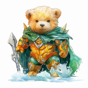Watercolor Superhero Teddy Bear Sublimation PNG, Teddy Bear Superheroes ...