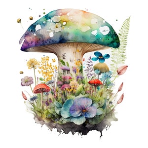 Watercolor Mushroom PNG, Mushrooms Digital Clipart, Mushroom ...