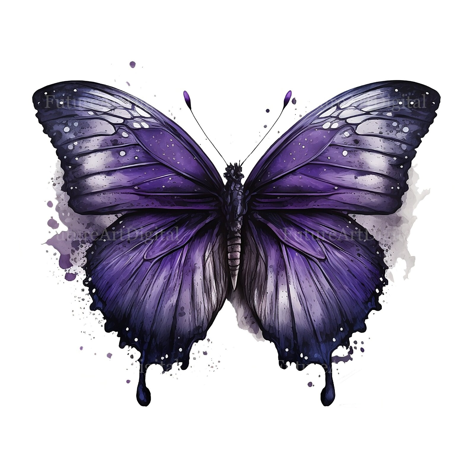 Watercolor Purple Butterfly Digital Clipart, Purple Butterfly Printable ...