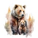 Watercolor Mama Bear and Baby Bear PNG, Bear Family Digital Clipart ...