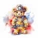 Watercolor Firefighter Teddy Bear Sublimaiton PNG, Firefighter Teddy ...