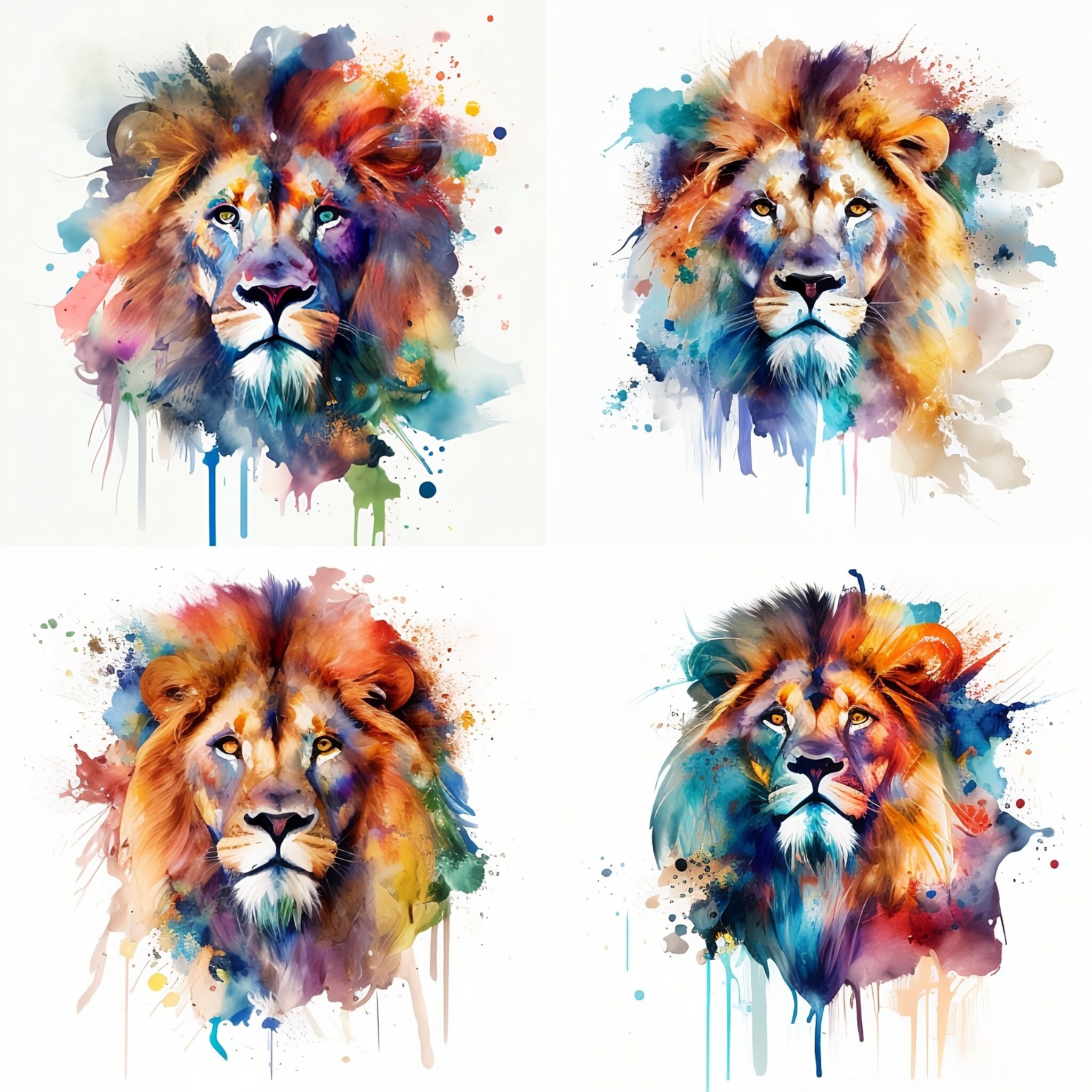 Watercolor Lion Head PNG, Lion Head Digital Clipart for Sublimation ...