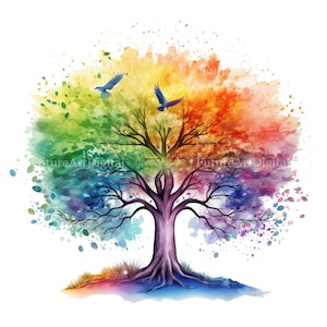 Watercolor Rainbow Tree of Life Sublimation PNG, Tree of Life Digital ...