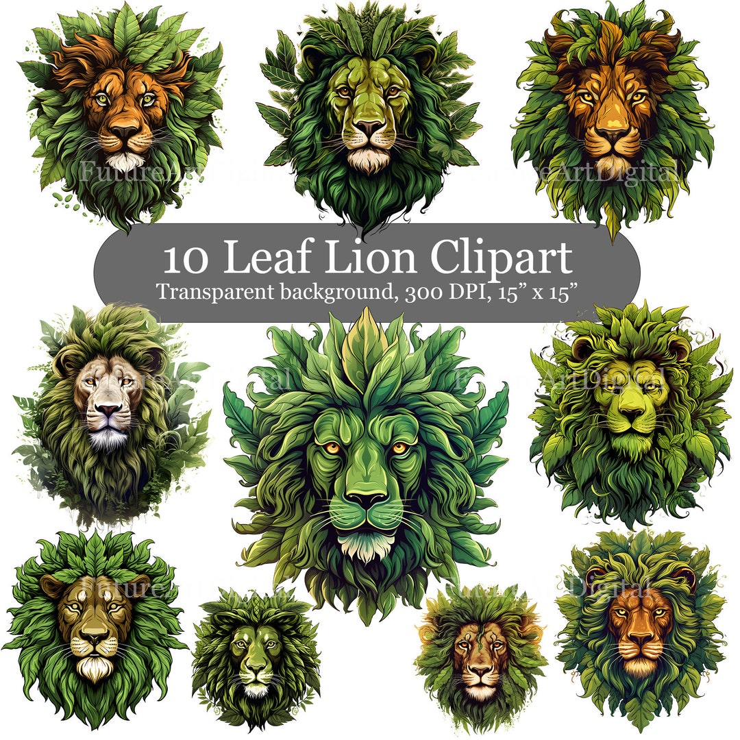 10 Leaf Lion Digital Clipart, Cannabis Lion Sublimation PNG, Weed Lion ...