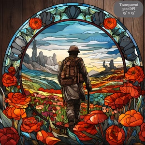 23 Remembrance Day Stained Glass PNG, Poppy Day Art, Lest We Forget ...