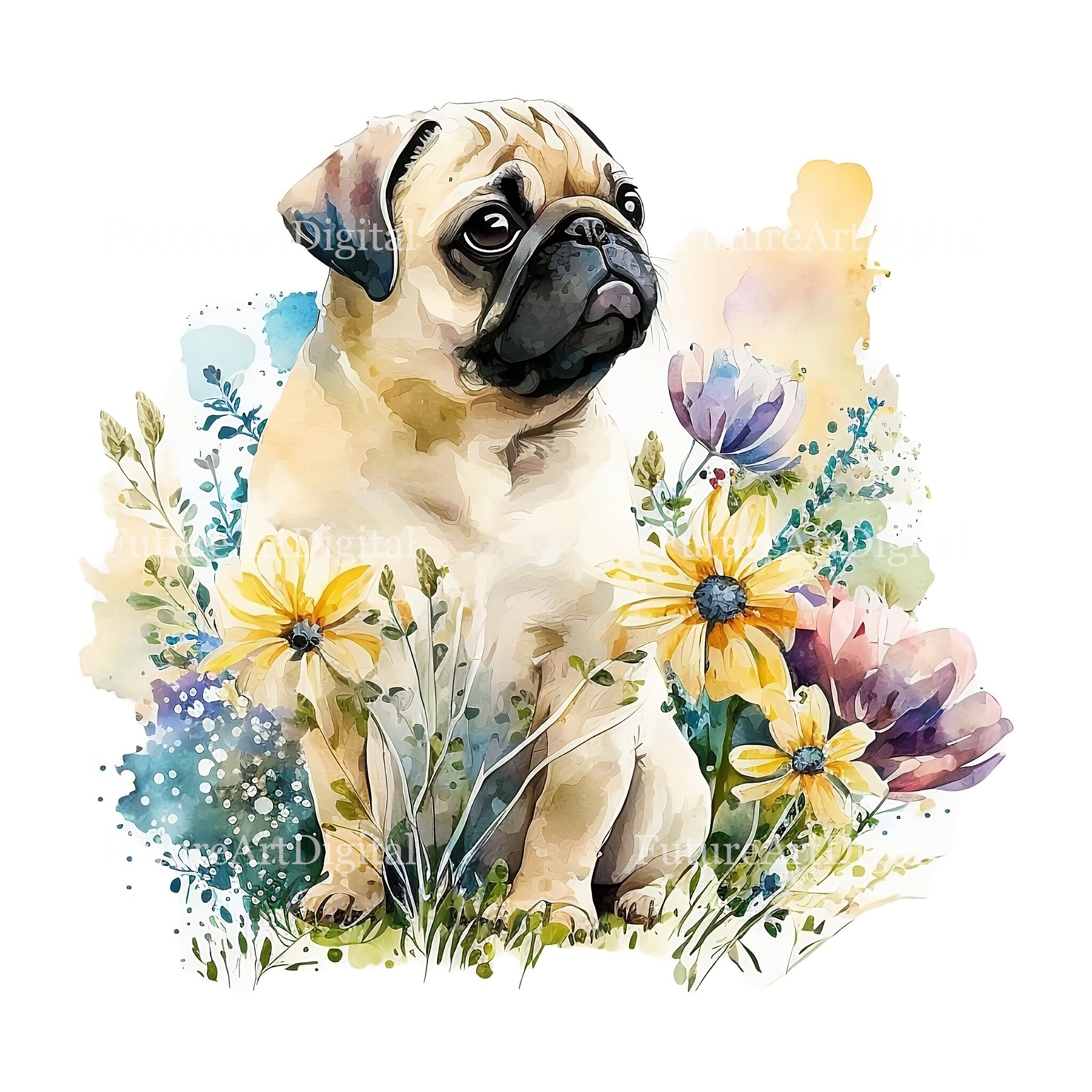 Watercolor Pug Puppy Nursery Room Art Pug Puppy Sublimation - Etsy