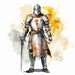 Watercolor Medieval Knight Sublimation PNG, Knight Digital Clipart ...