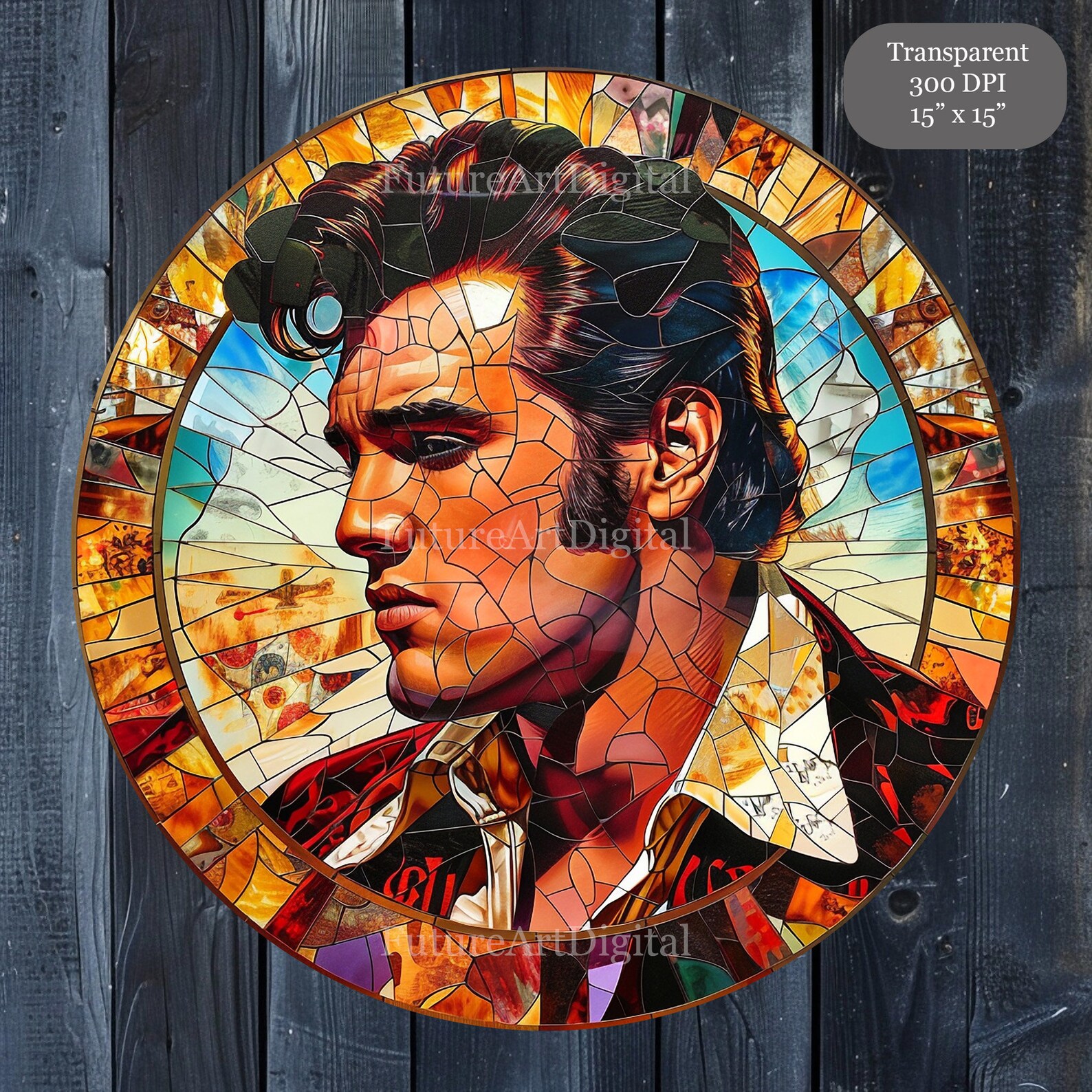 12 Stained Glass Elvis Presley Digital Clipart, Elvis Coaster ...
