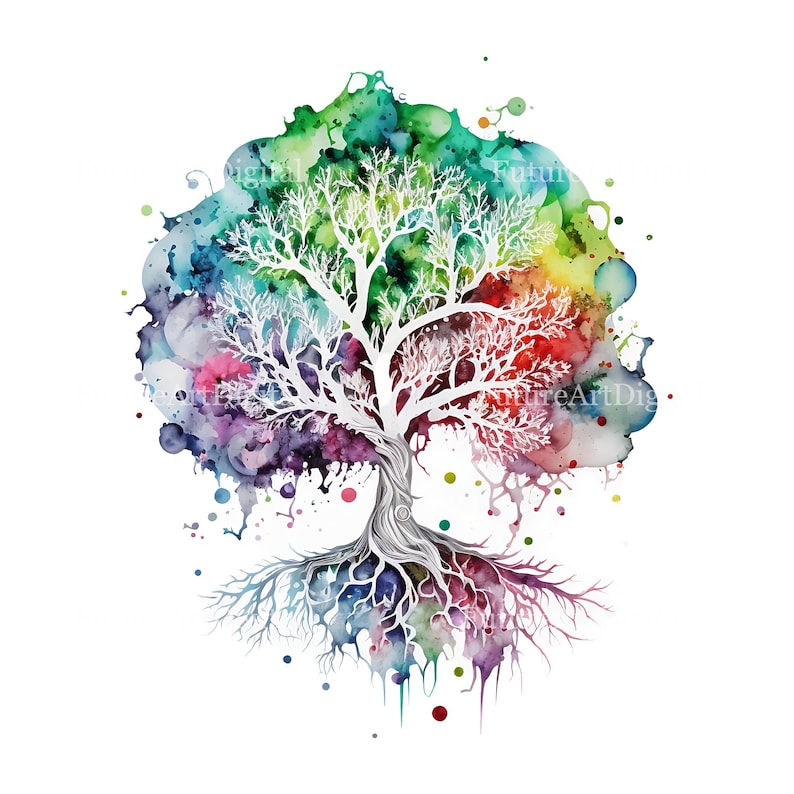 Watercolor Tree of Life PNG, Tree of Life Digital Clipart Wall Decor ...