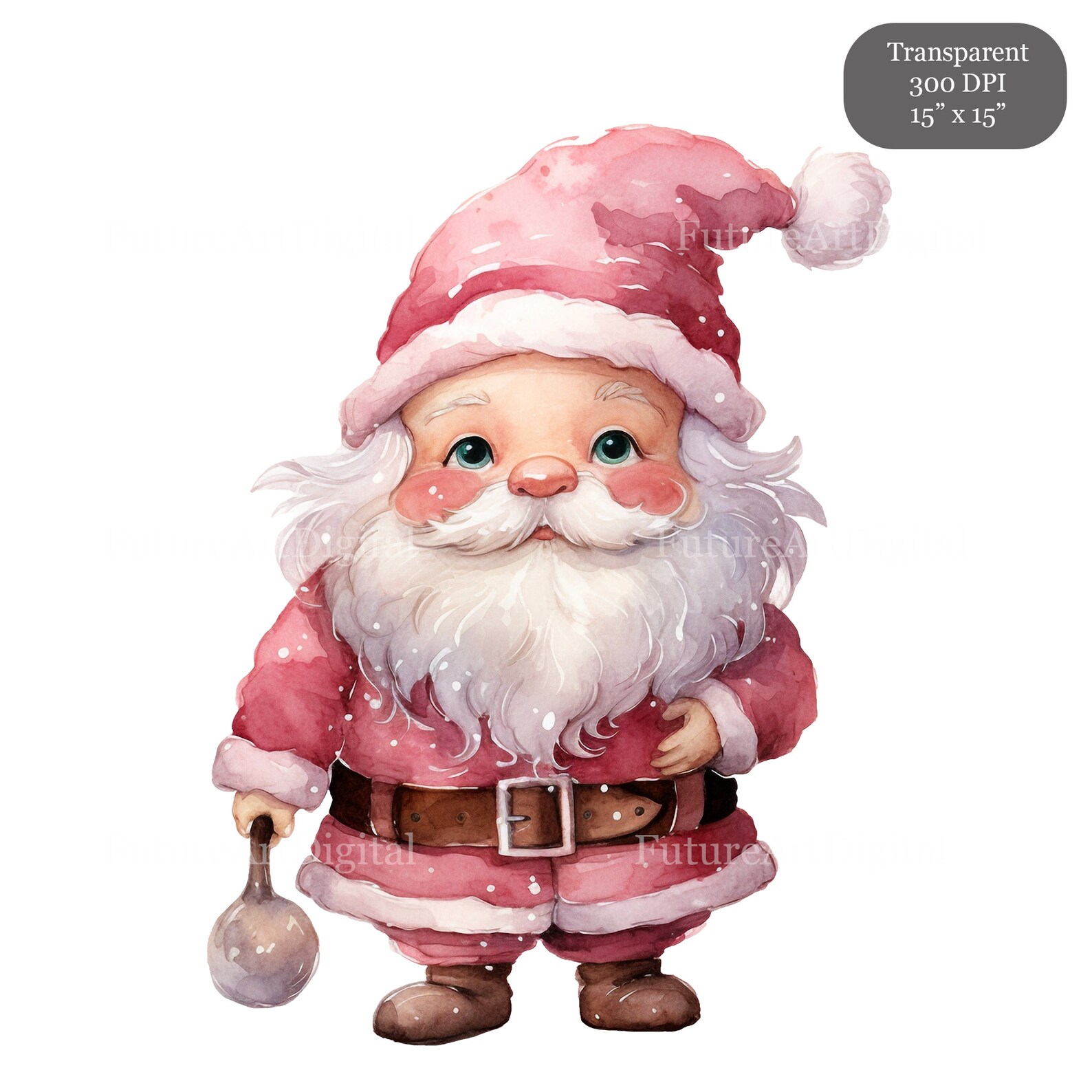 11 Watercolor Pink Santa Claus Clipart Bundle, Tiny Santa Sublimation ...
