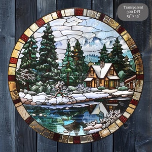 24 Stained Glass Winter Clipart, Snow Stained Glass Bundle, Winter ...
