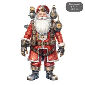 12 Watercolor Steampunk Santa Printable Wall Art, Santa Claus Digital ...