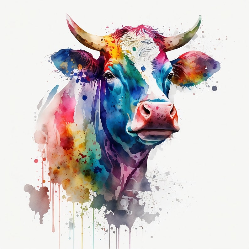 Watercolor Cow Digital Clipart Cow PNG Watercolor Cow - Etsy